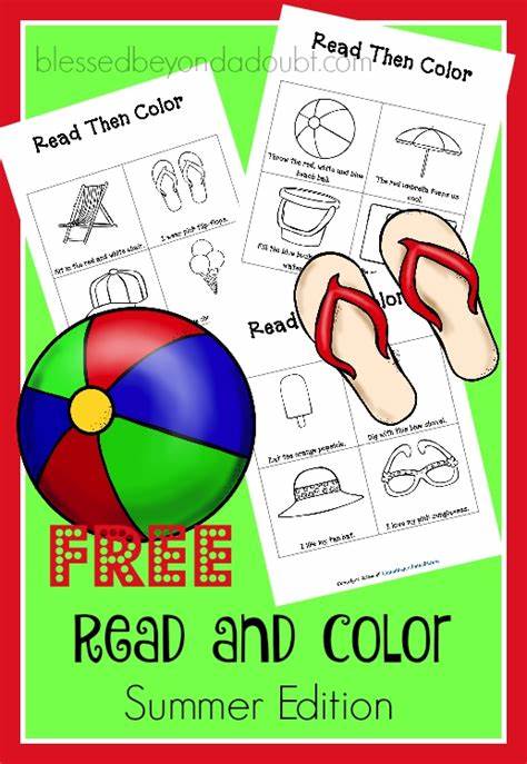 Summer Read And Color Worksheets - WorksheetsDay