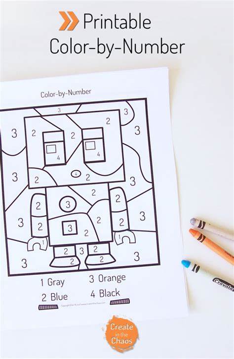Robot Color By Number - WorksheetsDay