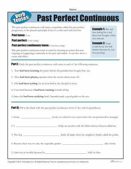 Past Perfect Continuous Tense Worksheets - WorksheetsDay