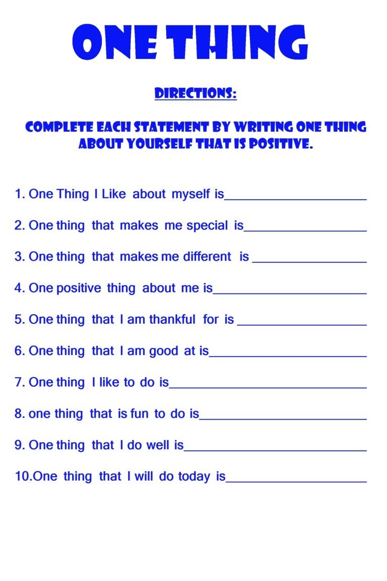 Autism Self-esteem Worksheets - Worksheets Day