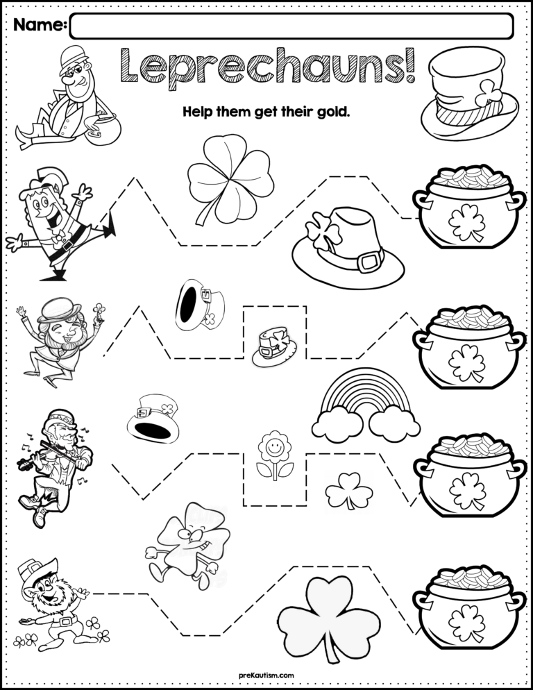 Leprechaun Tracing Lines Worksheets - Worksheets Day