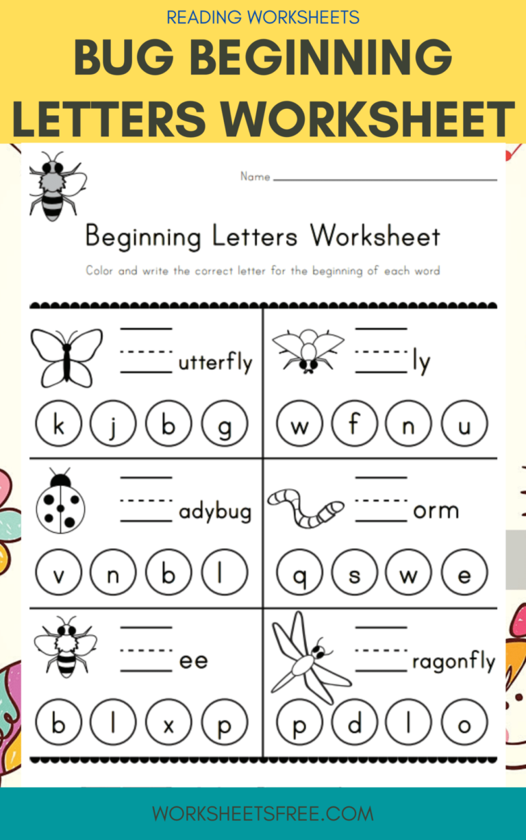 Free Printable Bug Worksheets - Worksheets Day