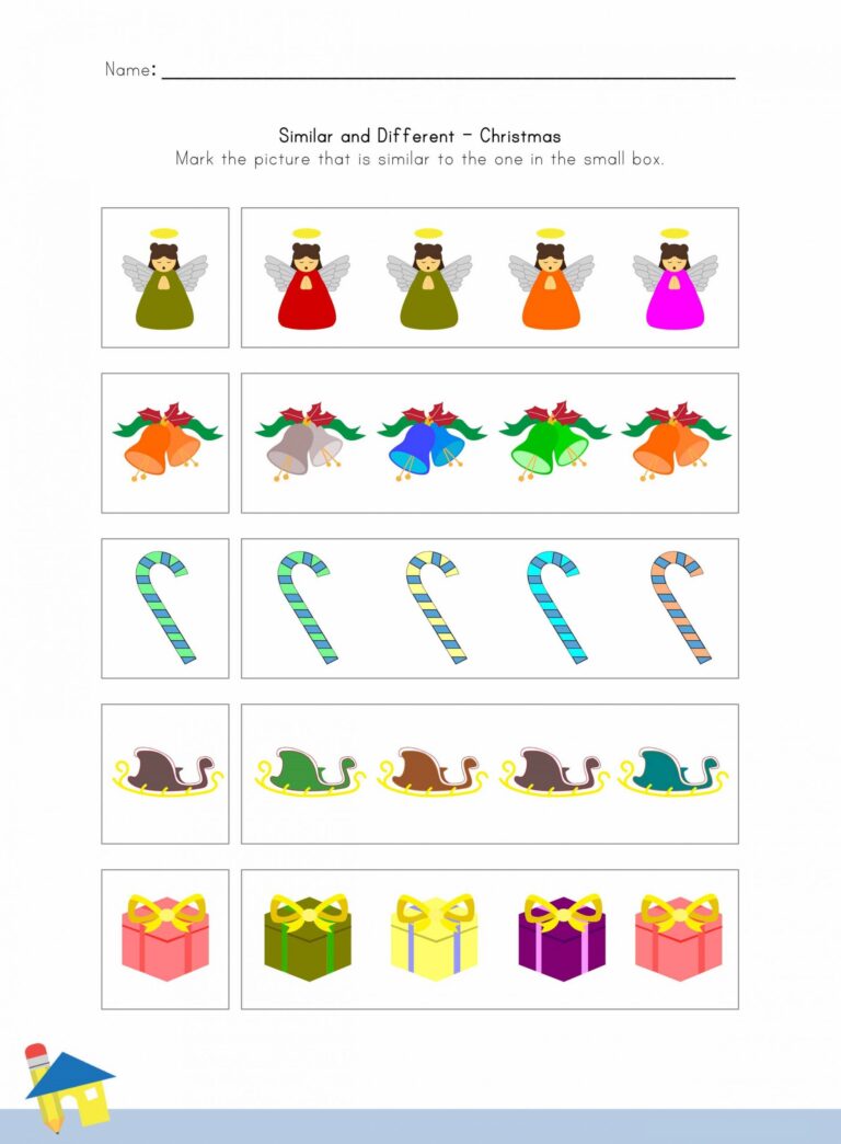 Christmas Worksheets - Recognize Same Things - Worksheets Day