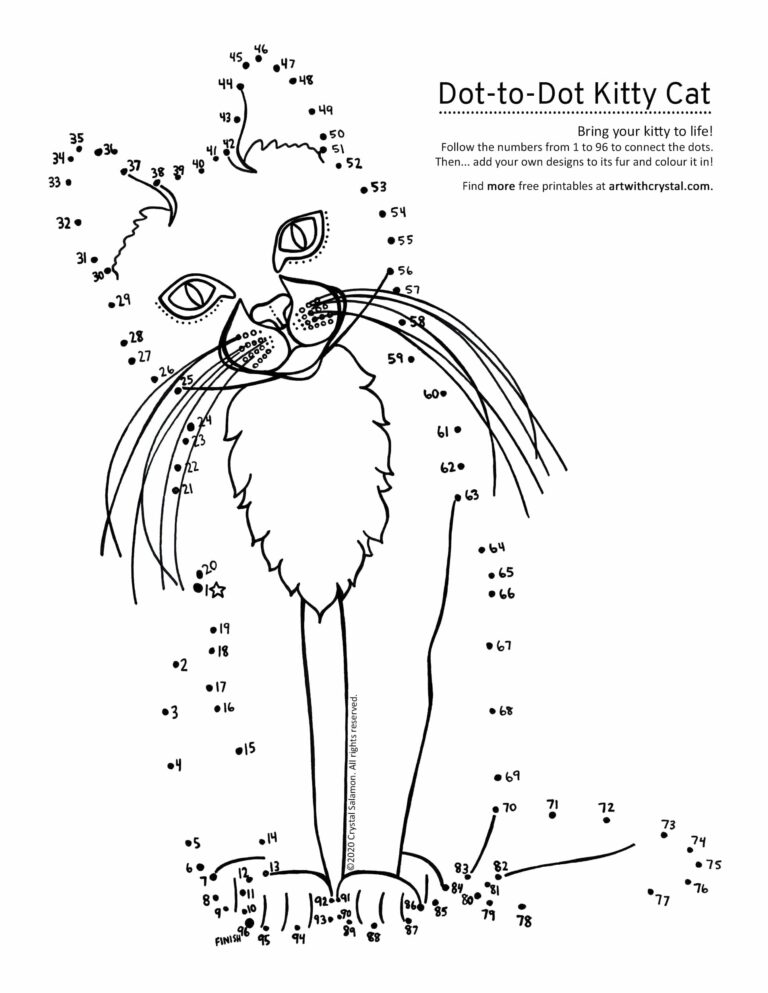 Cat Dot To Dot - Worksheets Day