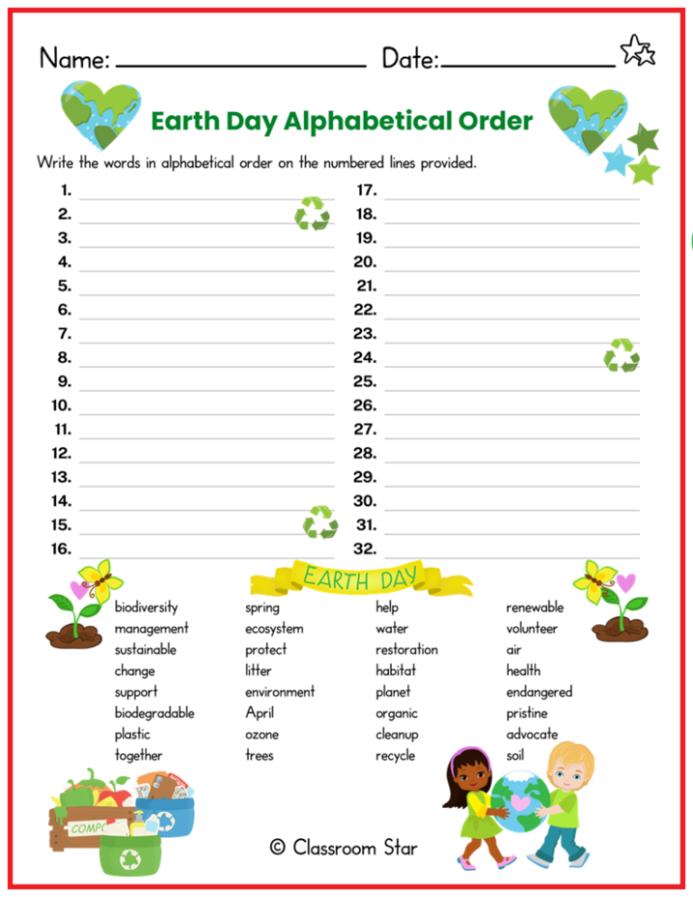 Free Printable Earth Day Worksheets - Worksheets Day