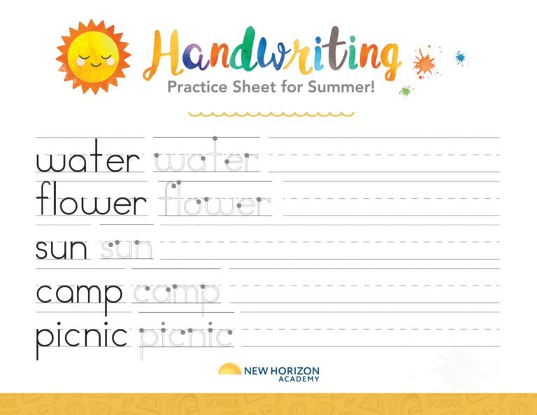 Summer Handwriting Worksheets - Worksheets Day