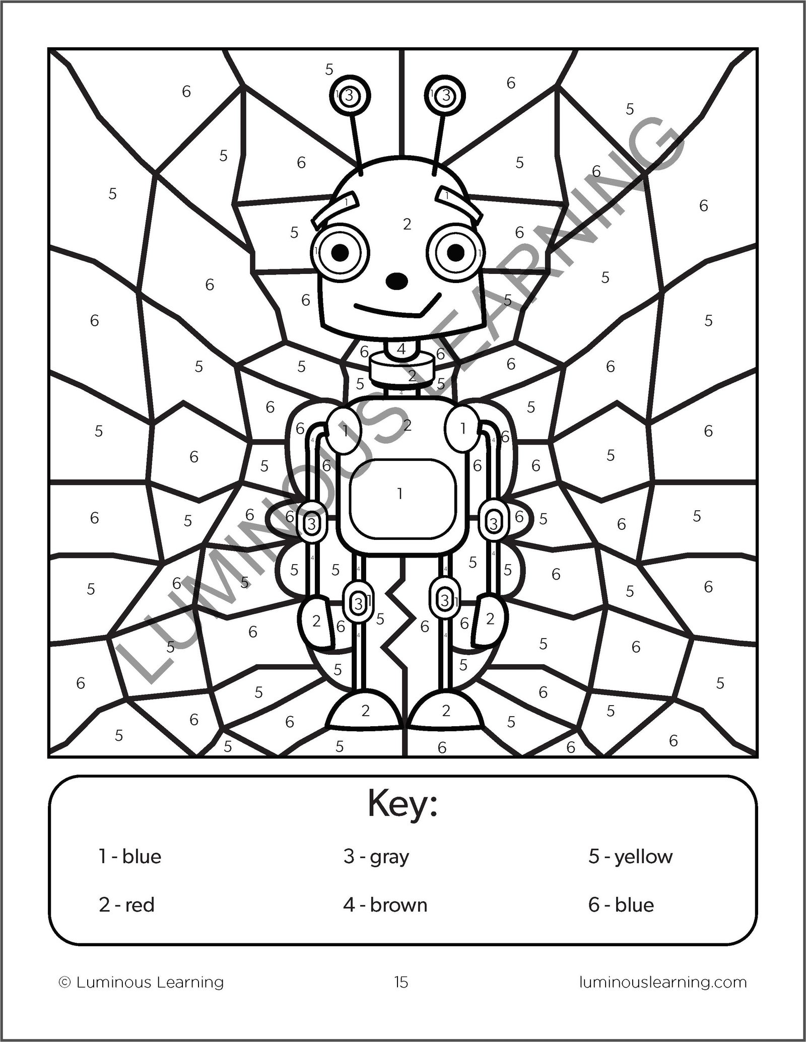 Robot Color By Number - Worksheets Day