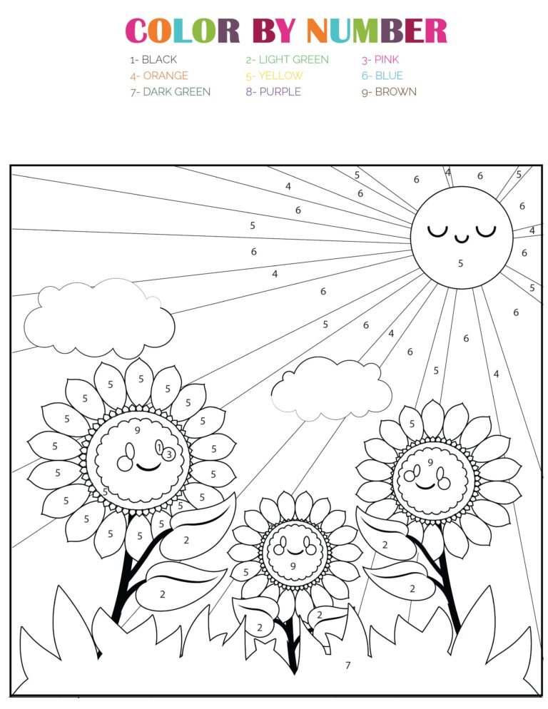 Spring Color By Number - Worksheets Day