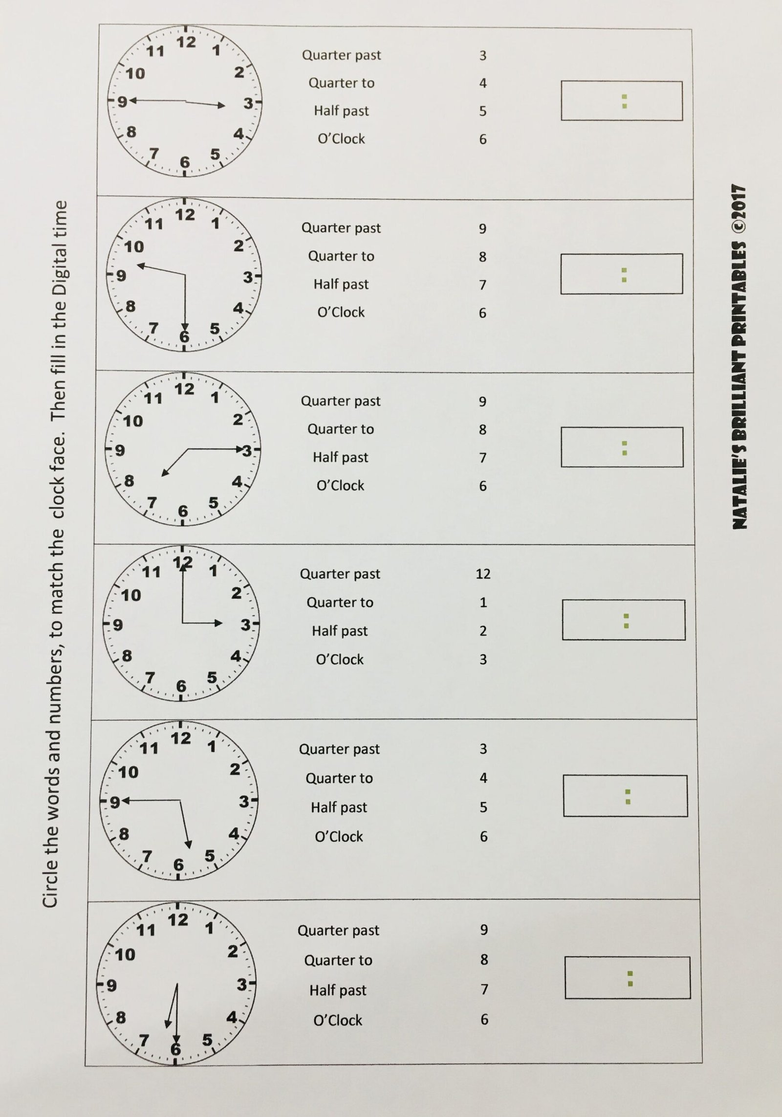 Year 3 Telling The Time Worksheets - Worksheets Day